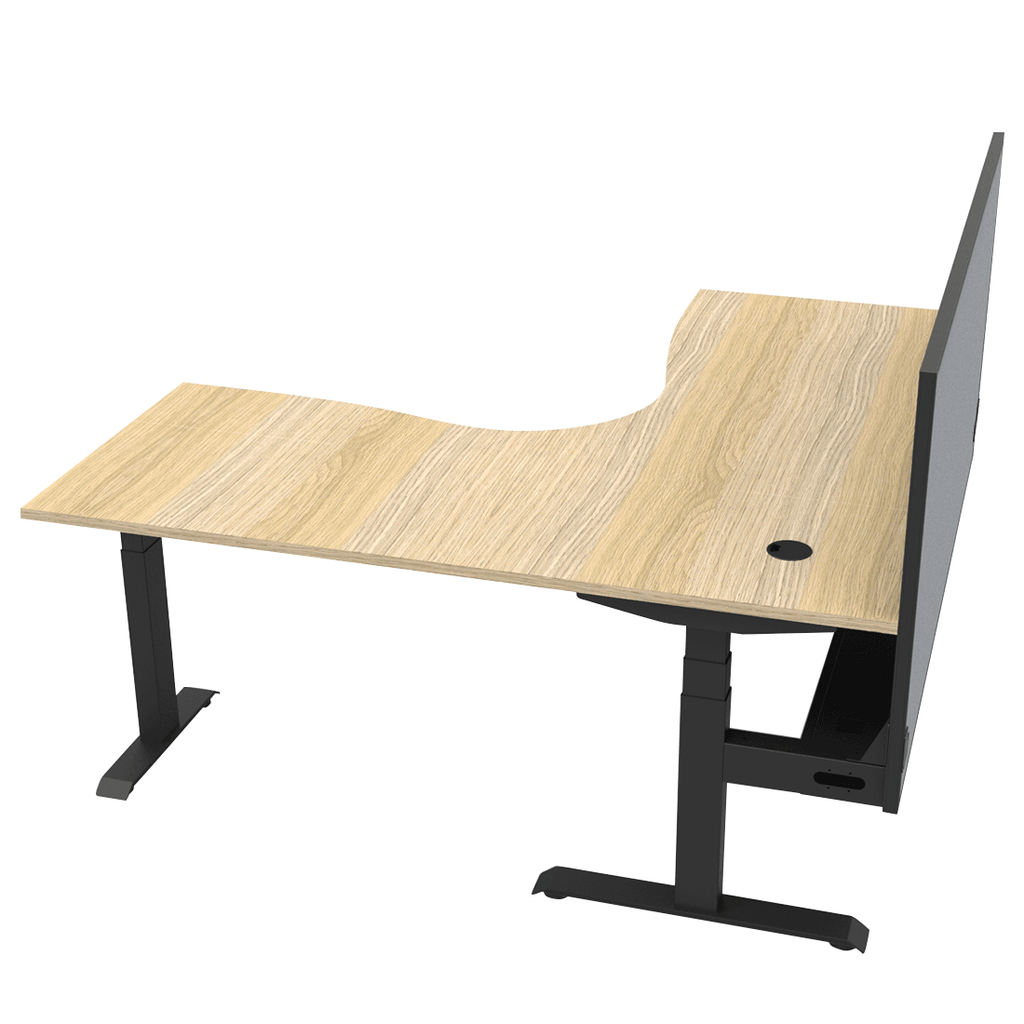 Boost Height Adjustable Corner Desk with Cable Tray and Screen - Switch ...
